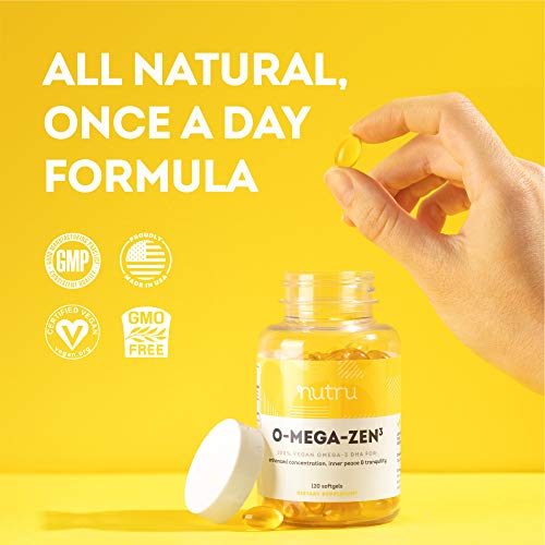 NuTru O-Mega-Zen3 Vegan Omega 3 DHA Supplement - 400 mg DHA Essential ...