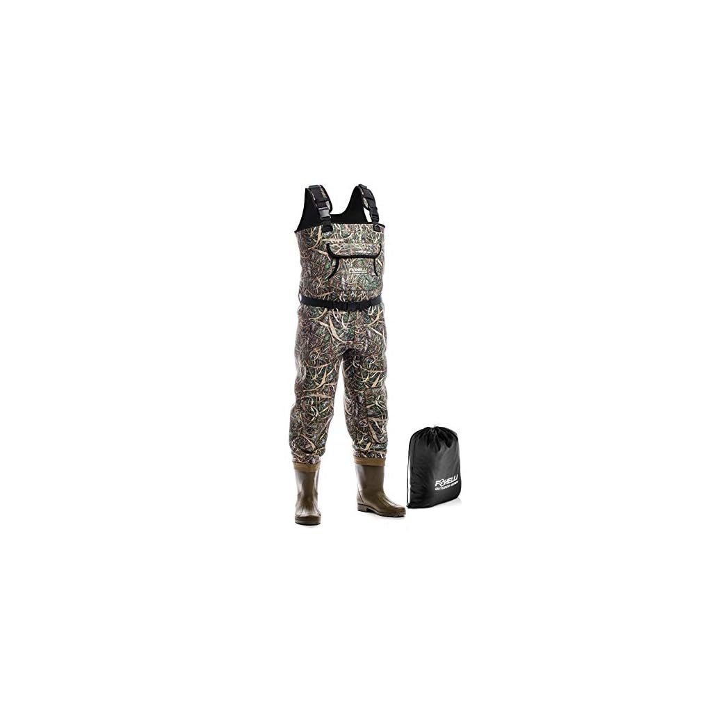Foxelli Neoprene Chest Waders, Camo Hunting & Fishing Waders for Men ...