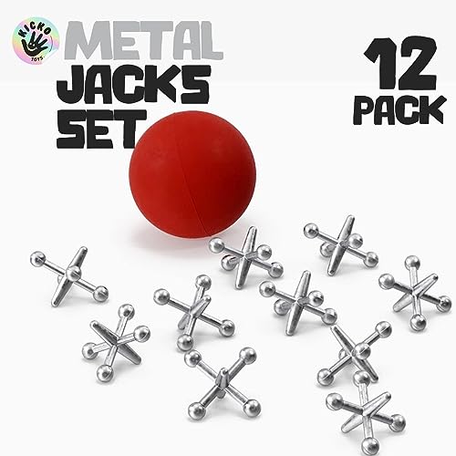 Kicko Metal Jacks Set - 12 Sets per Order - Metallic Jacks and Bouncy ...