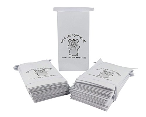 50 Vomit Bags. Disposable Leak Resistant Sick / Barf Bags with a Cute ...