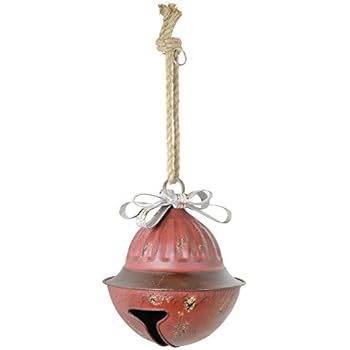 Amazon.com: Large Galvanized Metal Christmas Bell with Ribbon ...