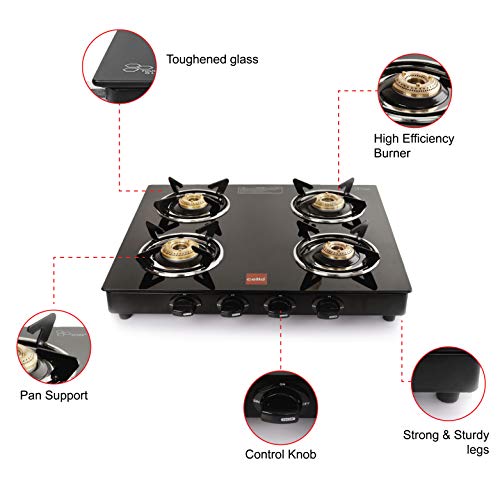 Cello Prima 4 Burner Glass Gas Stove | Mega Sale Online