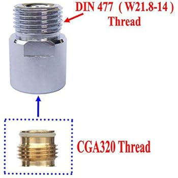 Amazon.com: New CO2 Cylinders Tank CGA320 Thread to W21.8-14 Converts ...