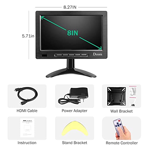 Dcorn 8 Inch Mini Monitor,Small HDMI Monitor 1280x720 16:9 IPS Metal ...