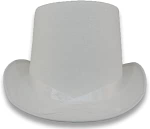 Amazon.com: White Permafelt Top Hat With Ribbon Accents : Clothing ...