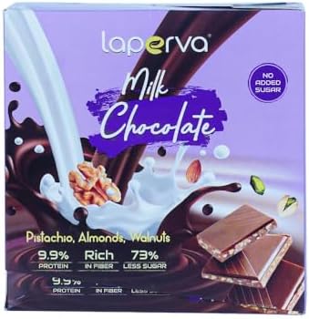 Laperva No Added Sugar Chocolate Bar, Milk Chocolate with Pistachio ...