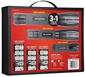 Feit LED Flashlight Kit | 3-pack with Case | 1000, 500, 250 Lumens ...