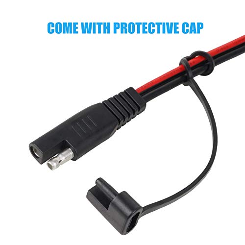 Vemote 12Ft SAE Extension Cable 12V SAE Connector 14AWG Battery Charger ...