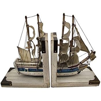 Amazon.com: Bookends Nautical Sailboat Bookend 9"h, 6"w Wood Book Ends ...