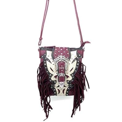 Justin West Concealed Carry Rhinestone Tooled Leather Fringe Buckle ...