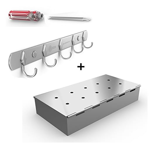 Hook Rack for BBQ Utensils + Smoker Box for Grill Wood Chips - 25% ...