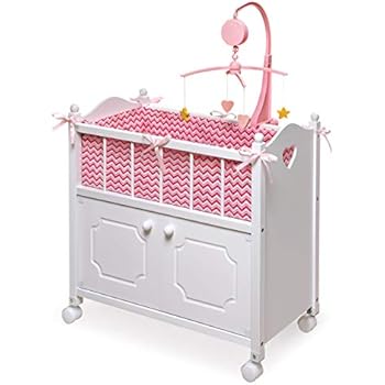 Amazon.com: Melissa & Doug White Wooden Doll Crib With Bedding (30 x 18 ...