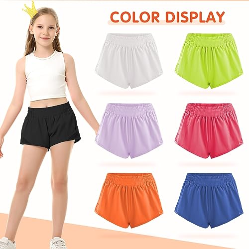 QooNoo Girls Athletic Shorts,Quick-Dry Running Shorts with Zip Pocket ...