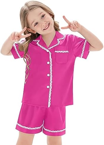 SWOMOG Girls Silk Pajamas Size 10-12 Satin Kids Pj Two Piece Soft ...