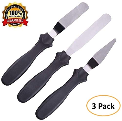 Angled Metal Icing Spatula Set- 3 pcs 9 inch Stainless Steel Palette ...