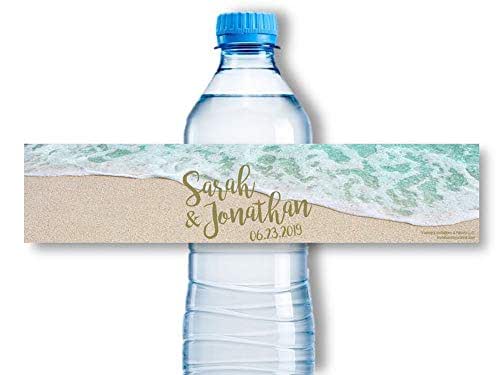 Amazon.com: Beach Water Bottle Labels Wrappers - Wedding-Bridal Shower ...
