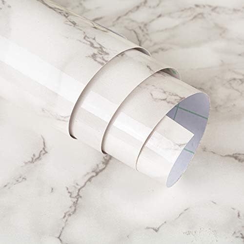 JSEVEM Cream Gray White Marble Wallpaper Sticky Back Plastic Roll Vinyl ...