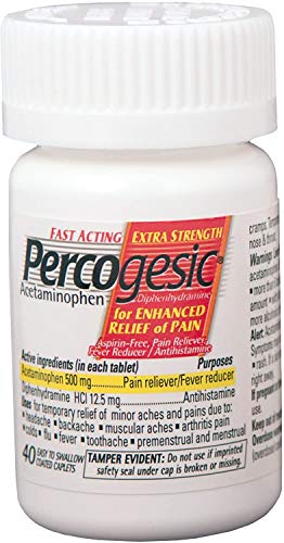 Percogesic Extra Strength, Acetaminophen and Diphenhydramine, 40 ...