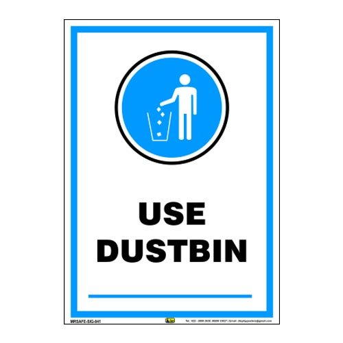 Mr. Safe - Use Dustbin Sign Hard Plastic Lamination A2 (16.5 inch X 23. ...
