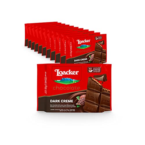 Loacker Dark Chocolate Bar with Cocoa Cream Filling and Crispy Wafer ...