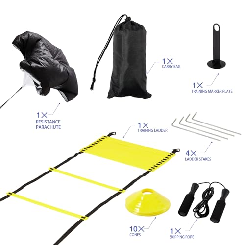 ISPiRiTo Agility Training Set Soccer Training Equipment for Kids Agility Ladder Speed Training ...