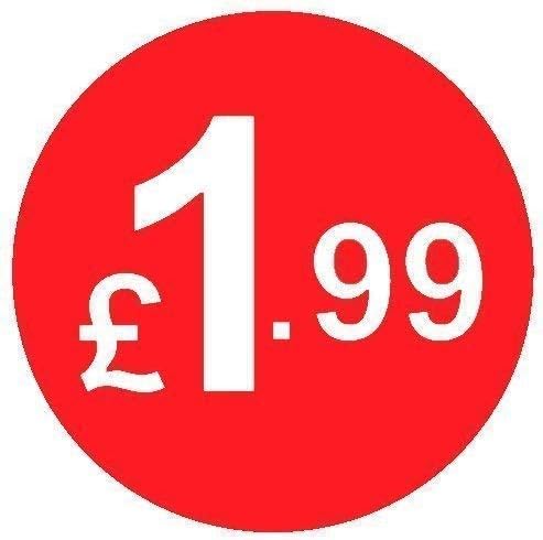 From 99p to £10 - Pack of 200 Red 20mm Price Stickers/Sticky Labels ...