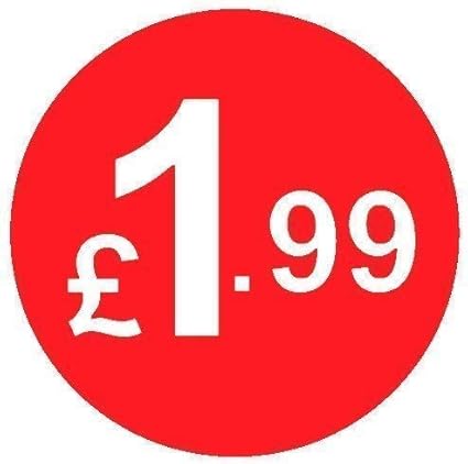 From 99p to £10 - Pack of 200 Red 20mm Price Stickers/Sticky Labels ...