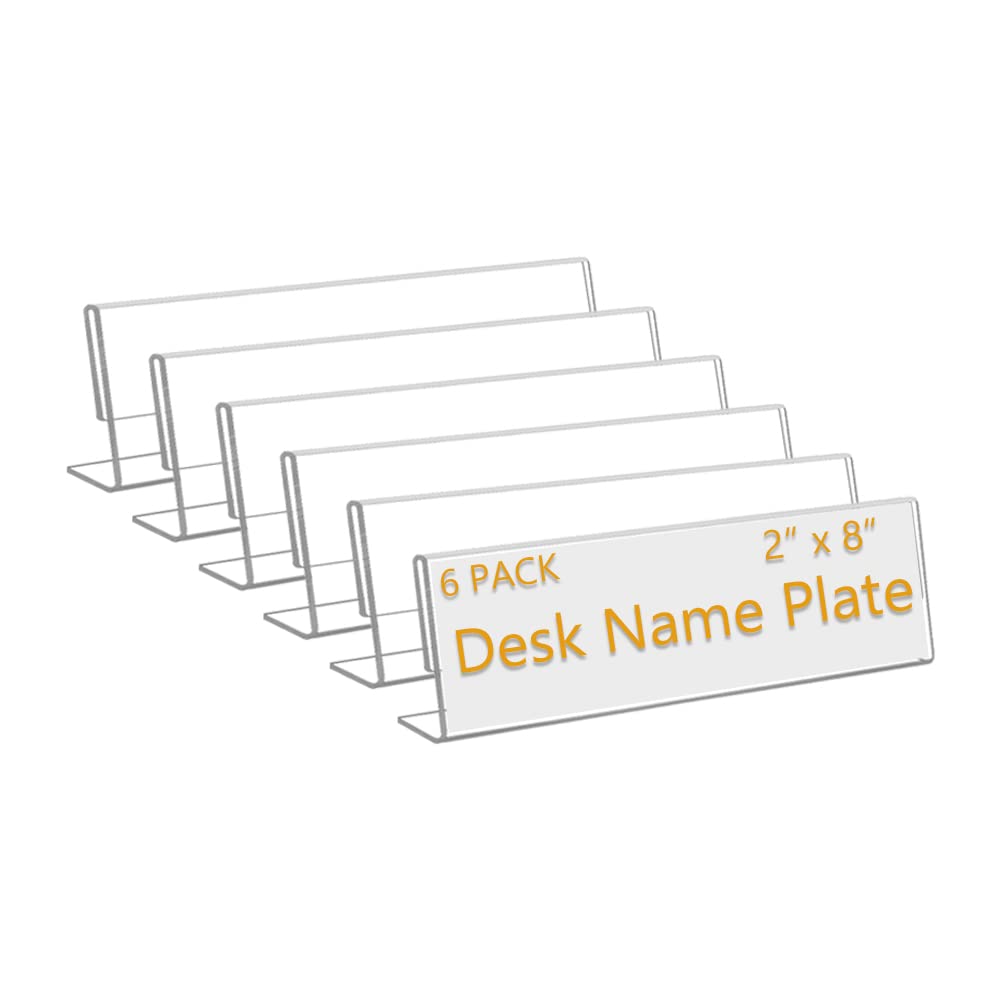 6 Pack 8"W x 2"H Acrylic Office Name Plates Name Labels for Desks ...