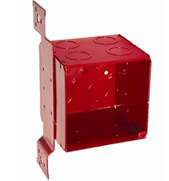Hubbell-Raco 911-1 4" Square Red Alarm Box, 1/2" & 3/4" KOs, Welded ...