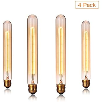 EBD Lighting T10/T30 Tubular Vintage Edison Light Bulbs (4 Pack) 25W ...