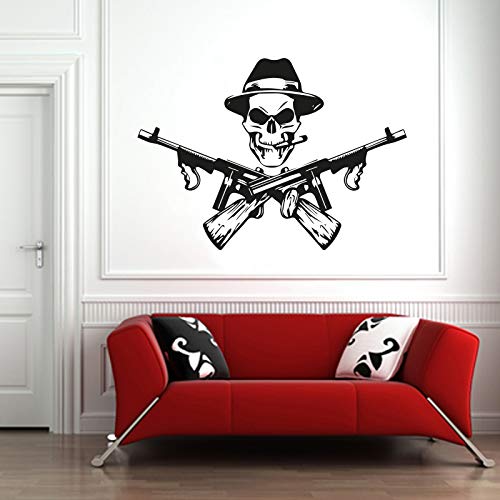 Amazon.com: Wall Sticker Mafia Skull Gangster Retro Gun Weapon Man ...