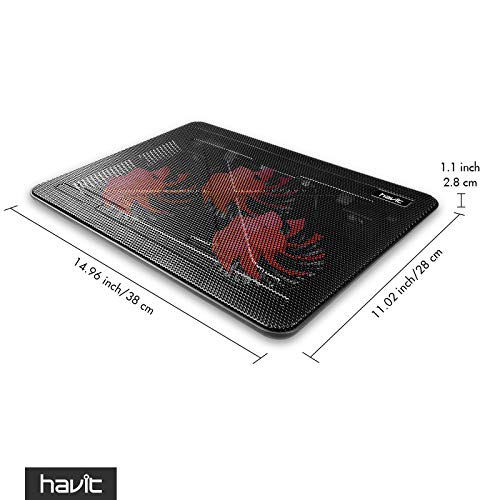 Havit HV-F2056 15.6-17 Inch Laptop Cooler Cooling Pad - Slim Portable USB Powered (3 Fans ...