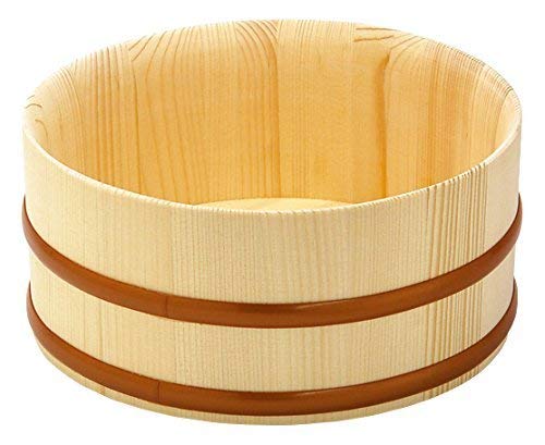 Yamako Natural Wood Made Japanese Bath Bucket Thin Top Type 83827