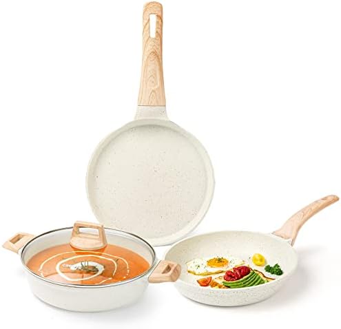 CAROTE Non Stick Set Combo, Nonstick Cookware Set, Induction&Gas Pan ...