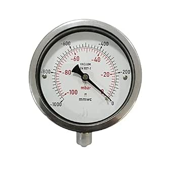 "Ji" Japsin Instrumentation Capsule Vacuum Gauge 4" Dial, Range -1000 ...