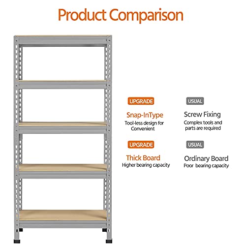 Topeakmart 5-Tier Garage Storage Shelves, Heavy Duty Metal Shelving ...