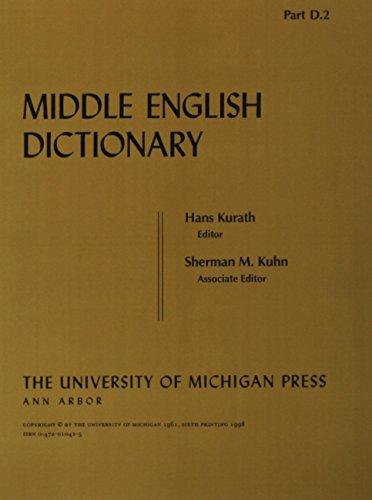 Amazon.com: Middle English Dictionary (Volume D.2): 9780472010424 ...