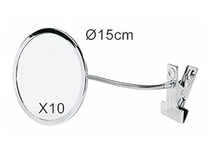 Flexible Gooseneck 10X Magnifying Mirror with Attachment Clip: Amazon ...