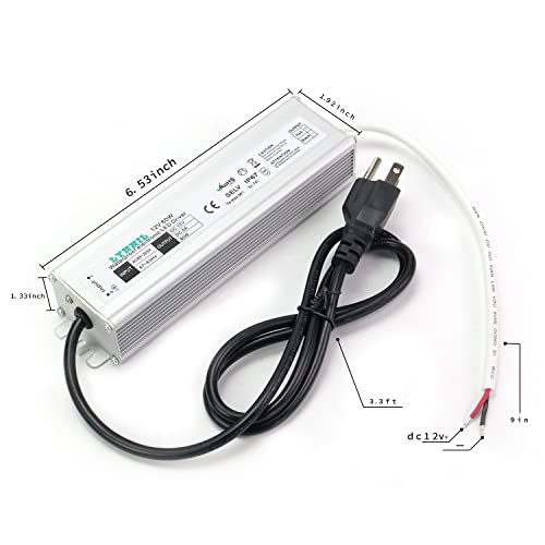 LYNNIL LED Driver 60W 12V Waterproof IP67 LED Power Supply Transformer Adapter 90-264V AC to 12V ...