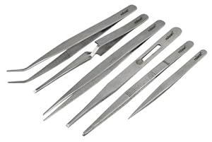 Rolson 59104 Stainless Steel Tweezers - 6 Pieces: Amazon.co.uk: DIY & Tools