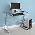 Amazon.com: Glass Metal Silver Computer Desk: Kitchen & Dining