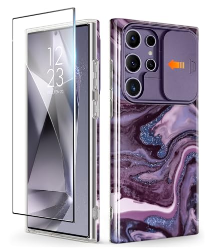 GVIEWIN Designed for Samsung Galaxy S24 Ultra Case with Slide Camera Cover+Screen Protector ...