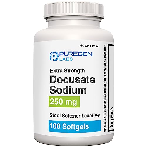 Puregen Labs Docusate Sodium 250mg Stool Softener Laxative | 100 ...