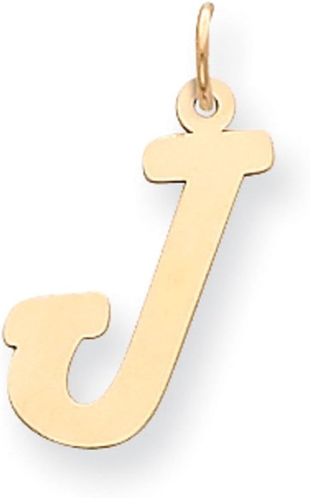 Amazon.com: 14k Yellow Gold Large Classic Script Initial J Pendant: Jewelry