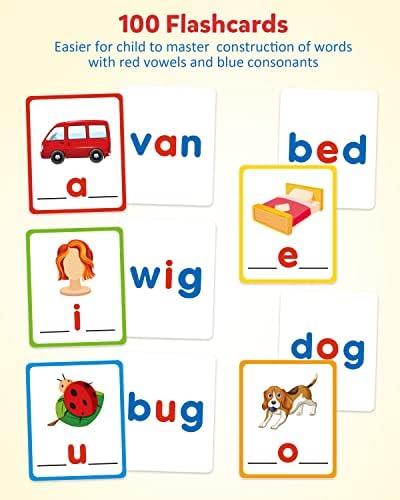 Coogam Short Vowel Spelling Flashcards, Learn to Write CVC Sight Words Color Pattern Handwriting ...