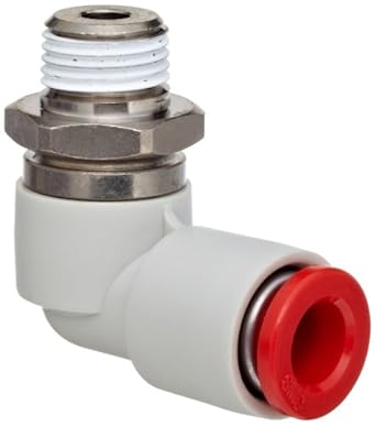 SMC KS Series PBT Rotary Push-to-Connect Tube Fitting, 90 Degree Elbow with Sealant, 1/4" Tube ...