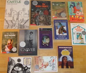 Newbery Honor Books set of 12: Castle, Dark-Thirty, Carver, Because of ...