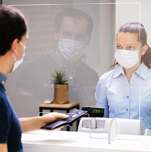Countertop Desk Sneeze Guard- Protective Partition, Plexiglass Shield ...
