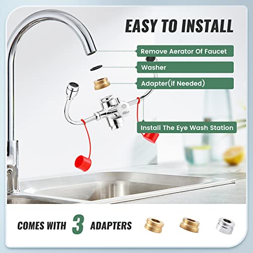 Huanyu Faucet Mounted Eyewash Station 360°Rotation Emergency Eye Wash ...