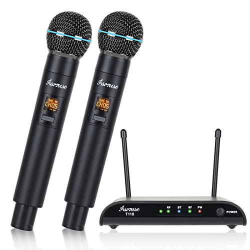 Asmuse Wireless Dual UHF Handheld Microphone System Professional ...